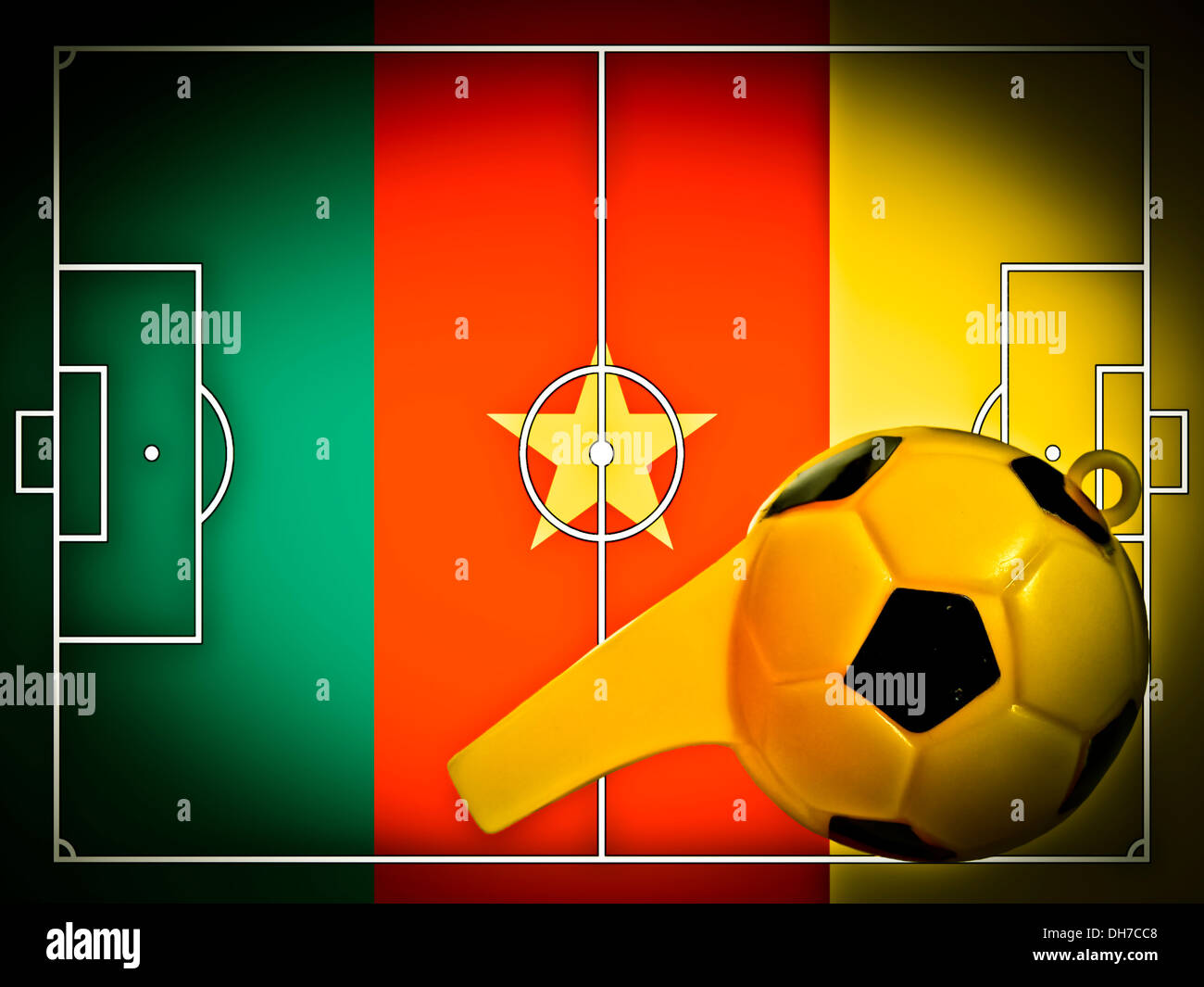 Soccer field Cameroon flag illustration, Concept Stock Photo - Alamy