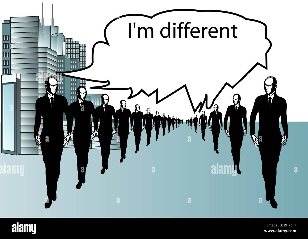 I'm different. Identical people on the street Stock Photo - Alamy