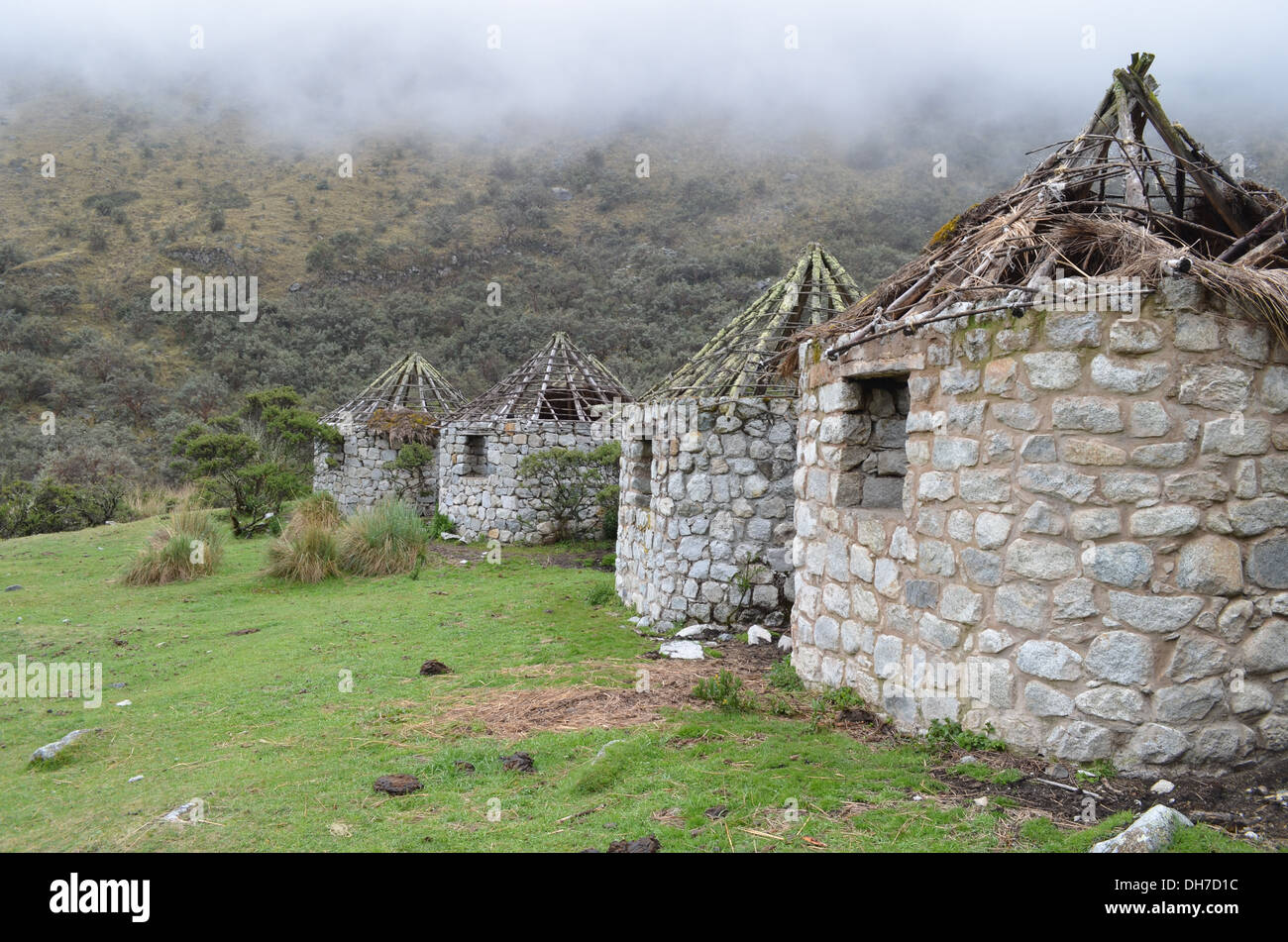 Buildings dating back to the Chavin culture, in Huascaran National Park ...