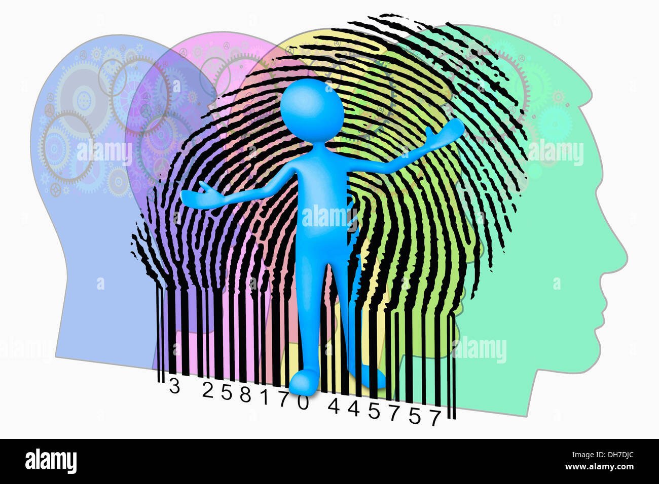 Puppet opens a bar code, Concept Stock Photo - Alamy