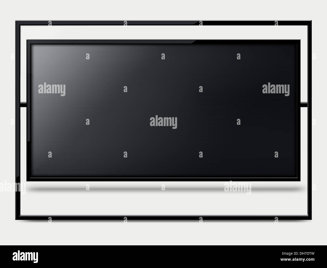 Black LCD tv screen hanging on a wall . (with clipping work path Stock ...