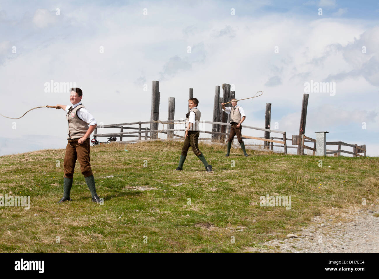 People taking part in Whip cracking display at The Schmittenhohe ...