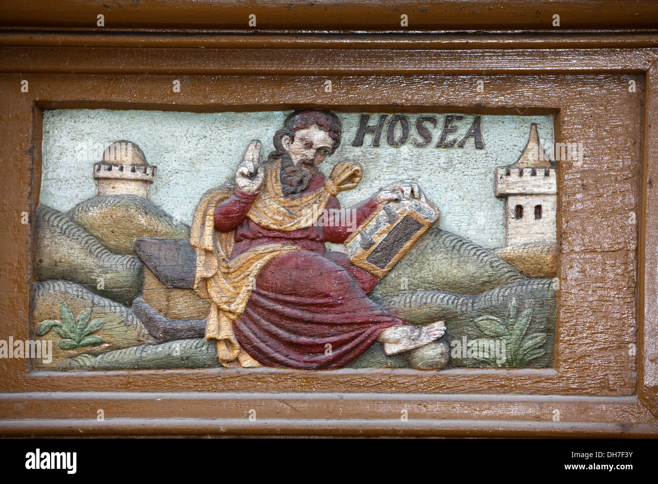 The prophet Hosea or Hoshea, 8th century BC, Old Latin School, wood ...
