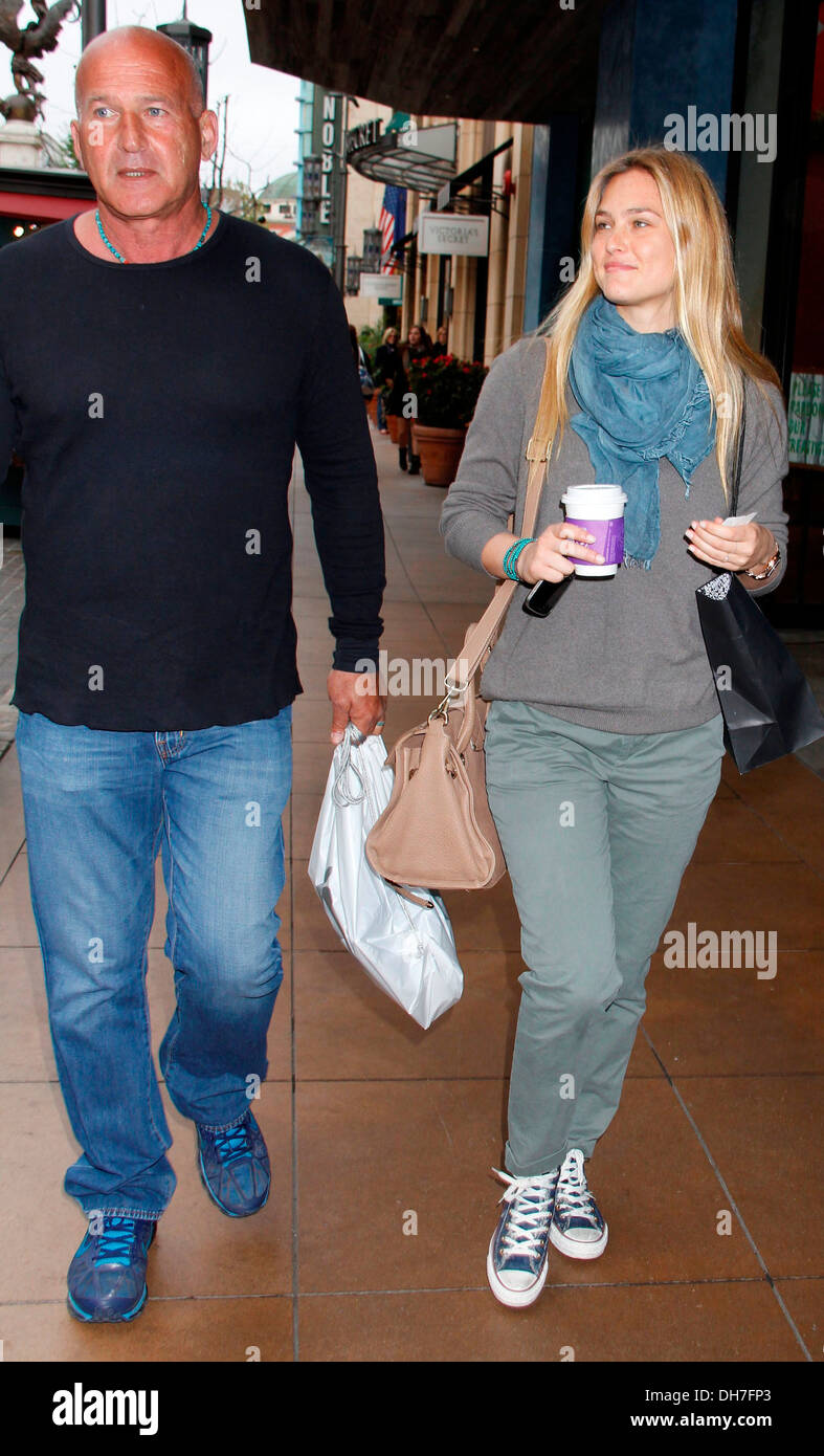 Bar Refaeli shops at The Grove with her father Los Angeles, California ...
