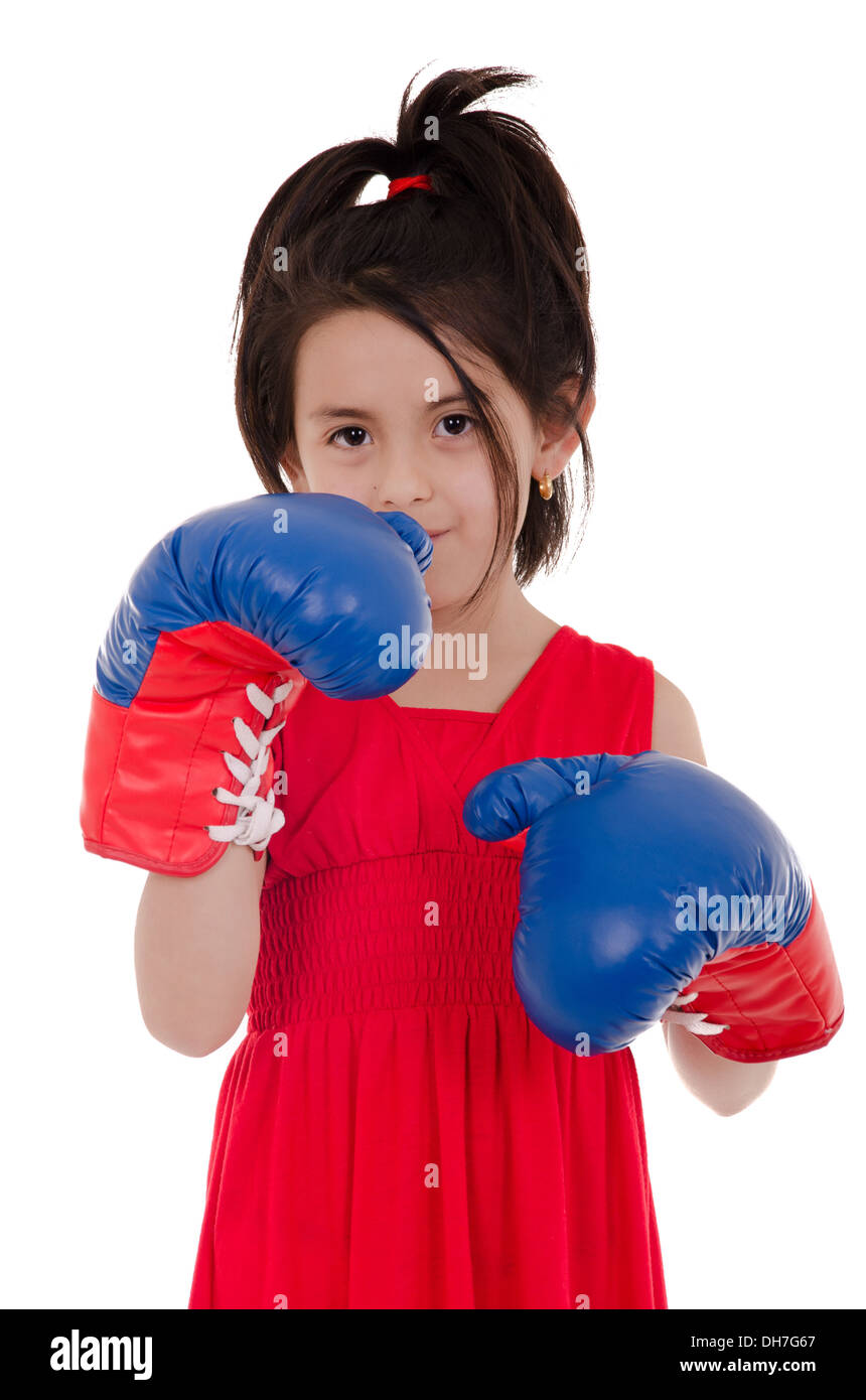 Little girl with boxing gloves Stock Photo - Alamy