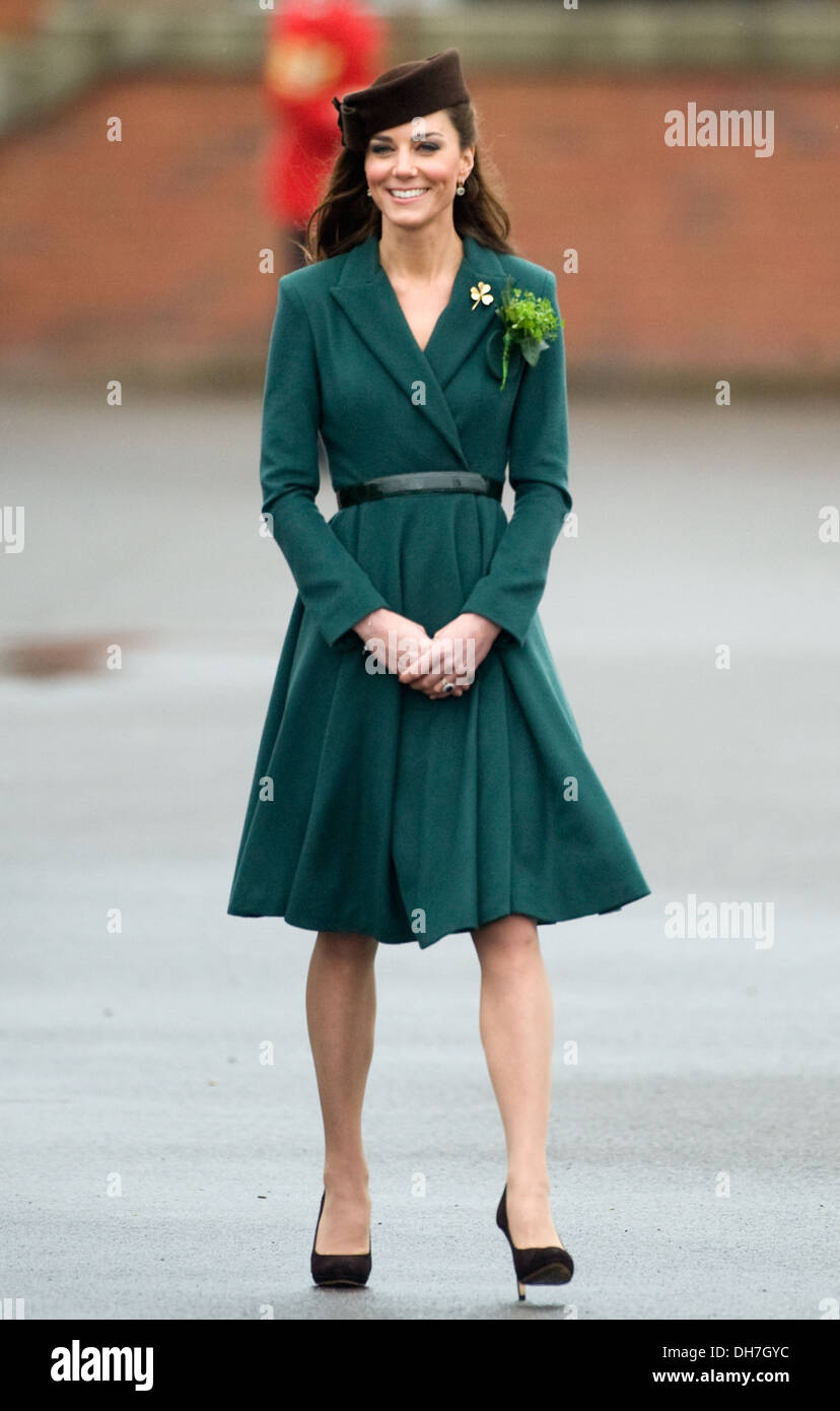 Catherine Duchess of Cambridge aka Kate Middleton presents shamrocks to ...