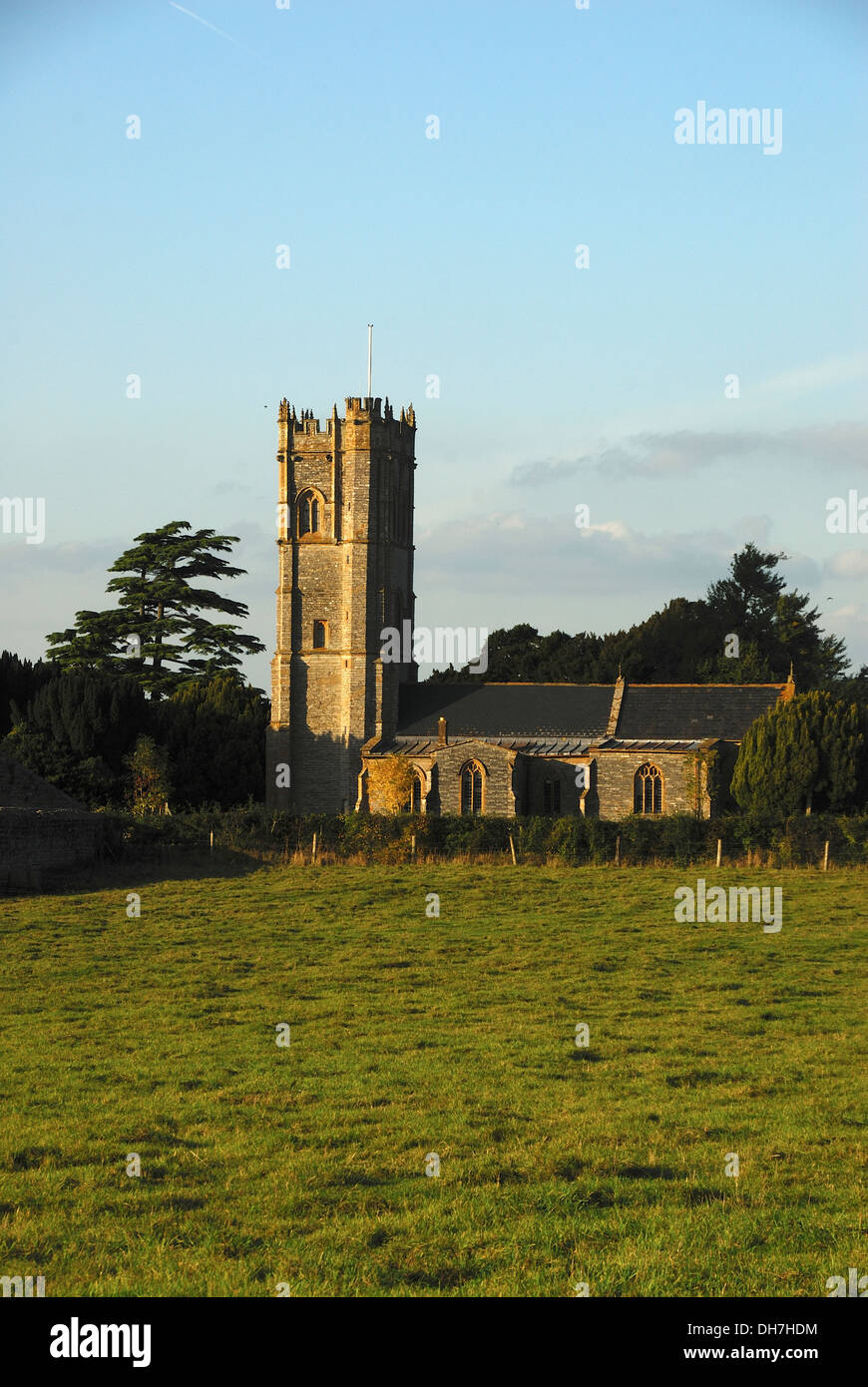 A view of Muchelney Somerset Stock Photo - Alamy