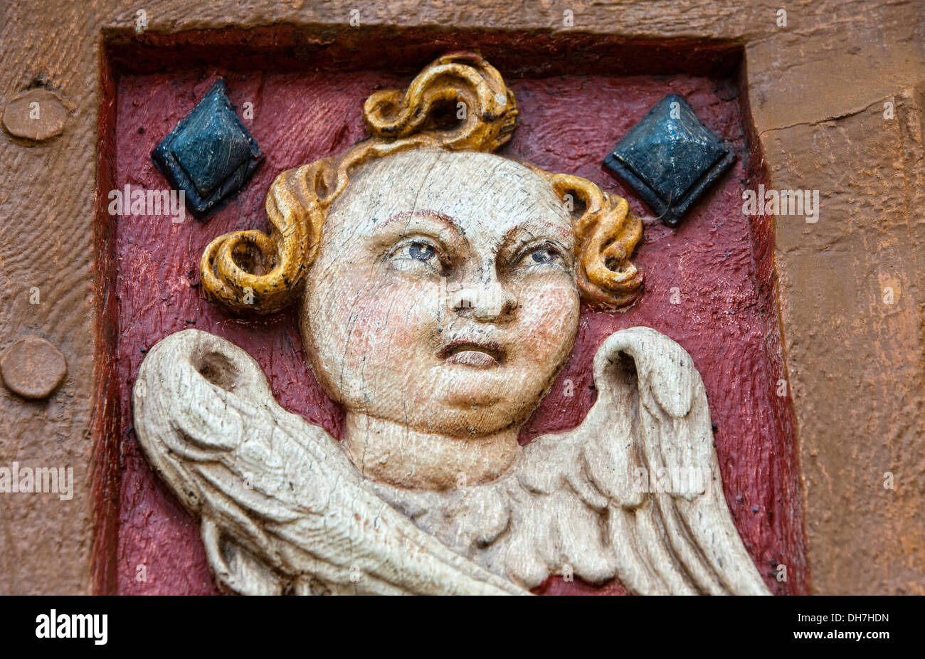 carved figures, Old Latin School decorated with wood carvings, 17th ...