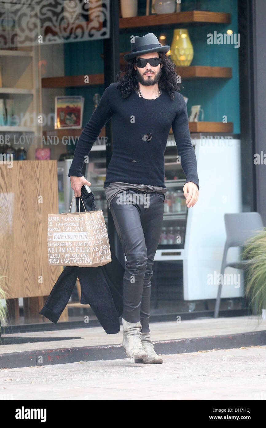 Russell Brand visits Cafe Gratitude in Los Angeles Los Angeles ...