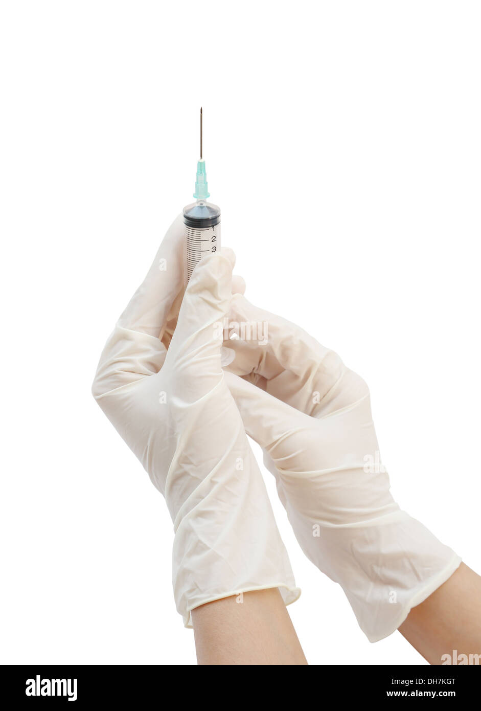 hand holding syringe isolated on white background (with clipping path ...