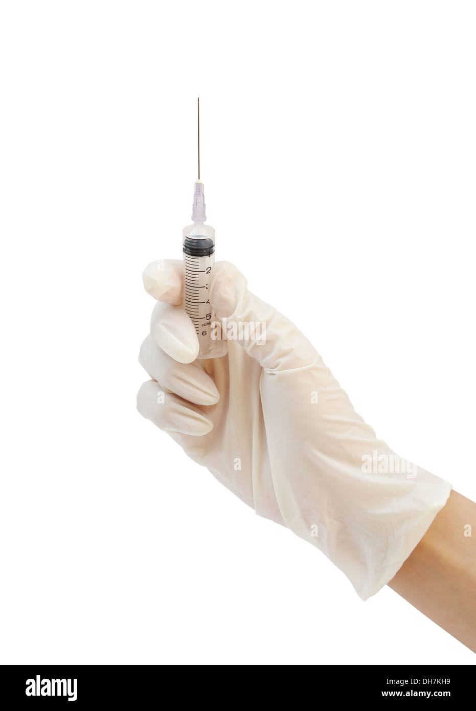 hand holding syringe isolated on white background (with clipping path ...