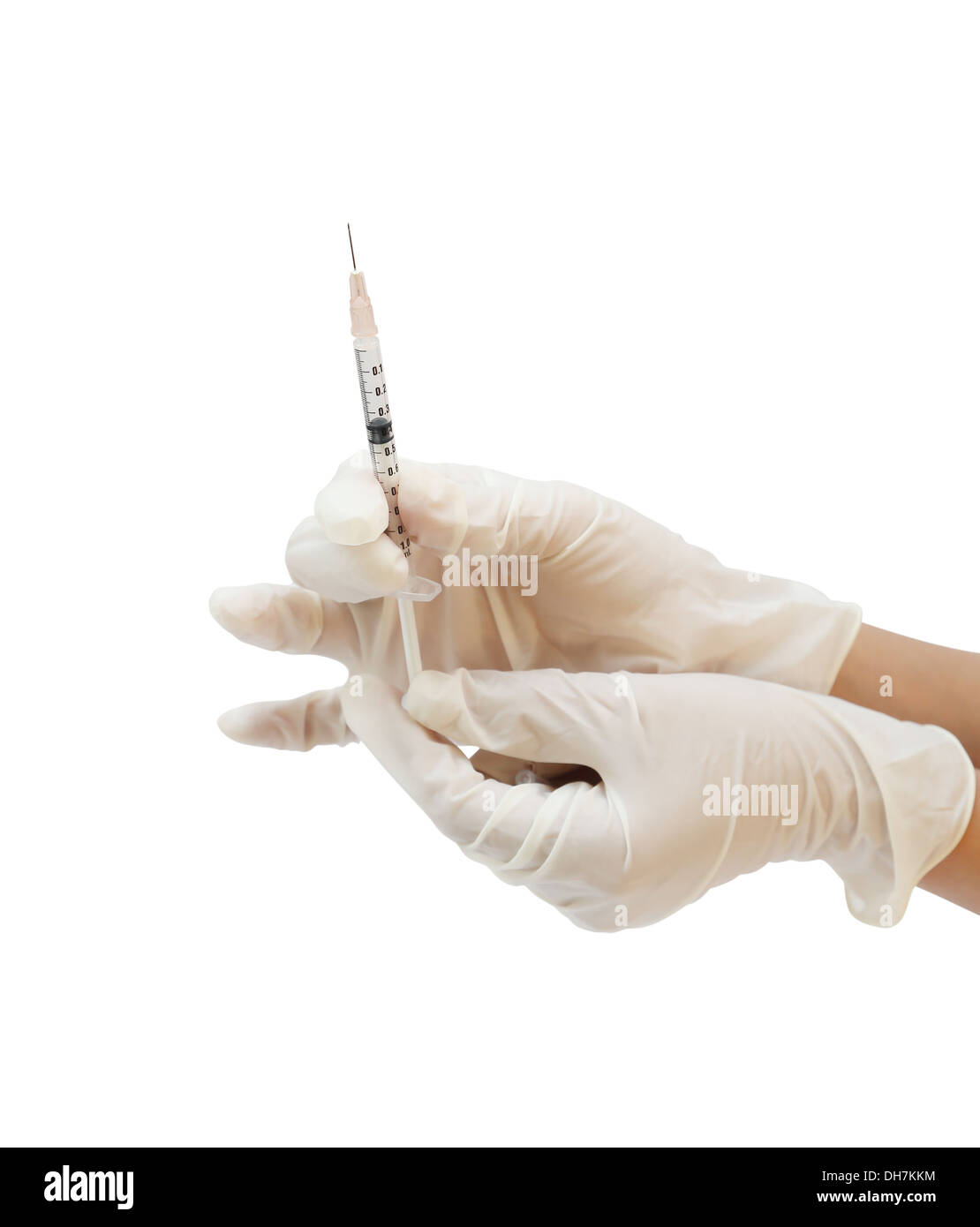 hand holding syringe isolated on white background (with clipping path ...