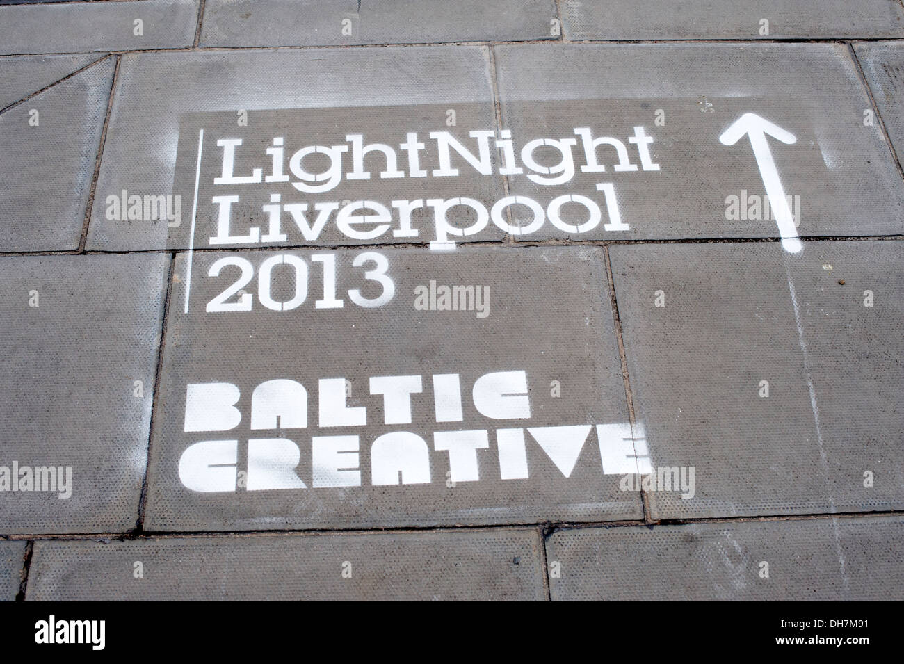 Liverpool Light Night Baltic Creative Pavement Sign Art Stock Photo - Alamy