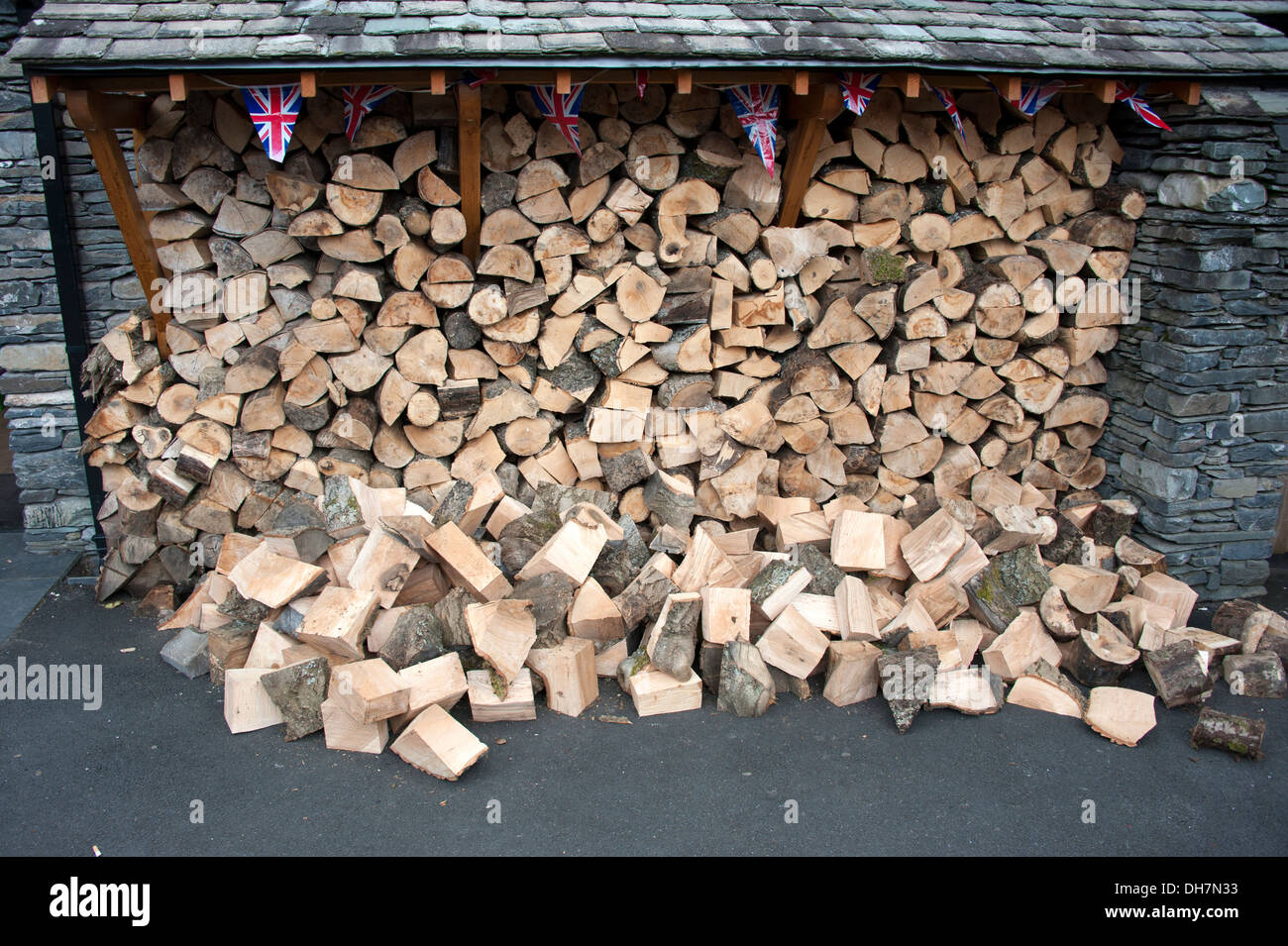 Chopped wood logs ready for winter fire warmth stored Stock Photo - Alamy