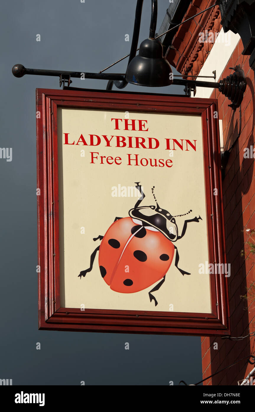 The Ladybird Inn sign, Aston Fields, Bromsgrove, Worcestershire, UK ...