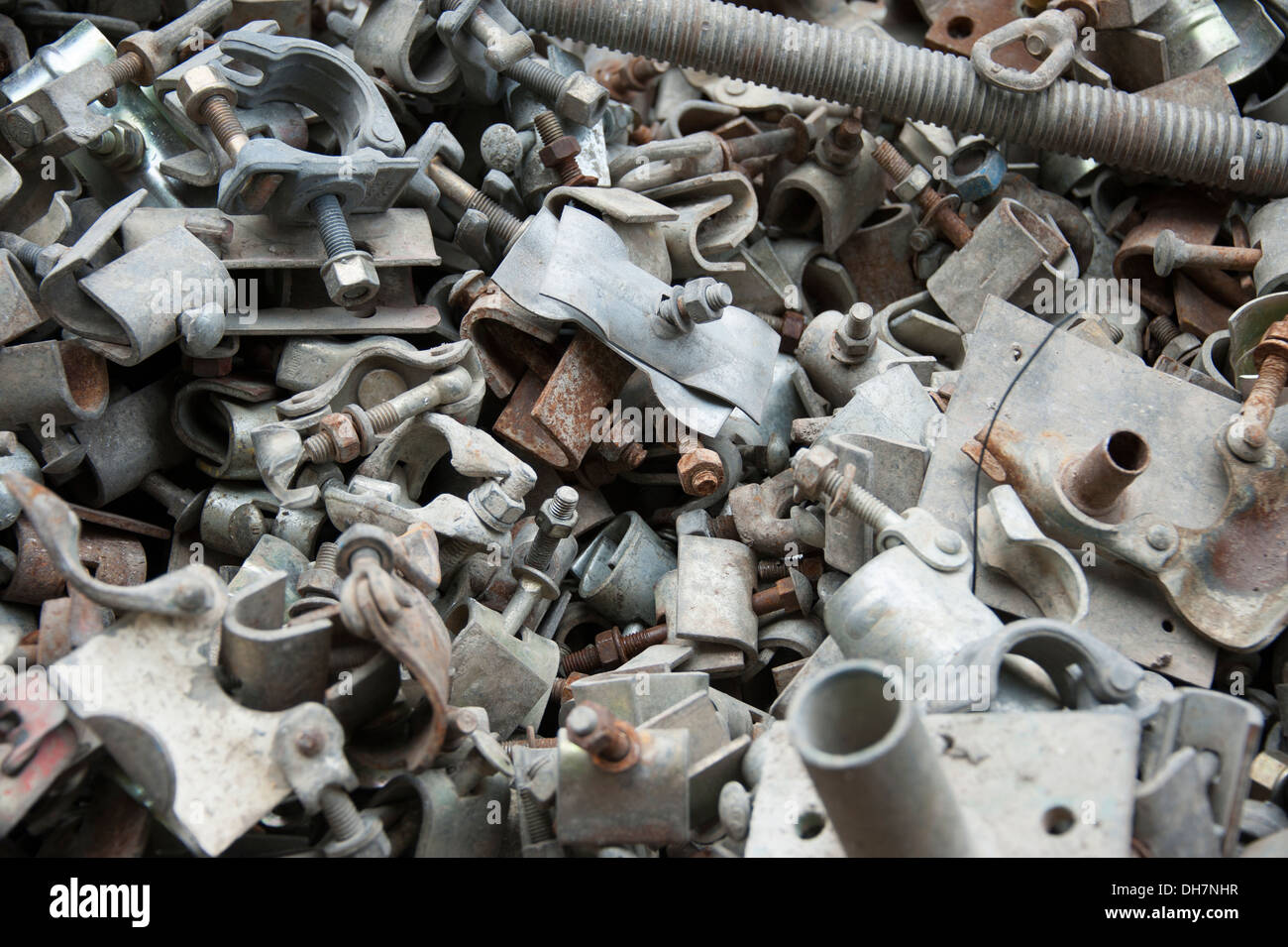 Scaffolding Scaffold Nuts Bolts and brackets clamps Stock Photo - Alamy