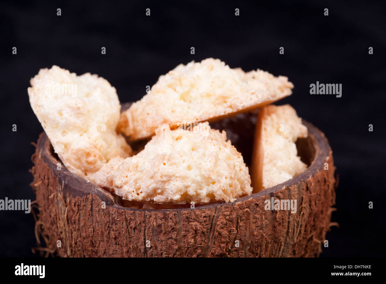nice coconut cookies in the black background Stock Photo - Alamy