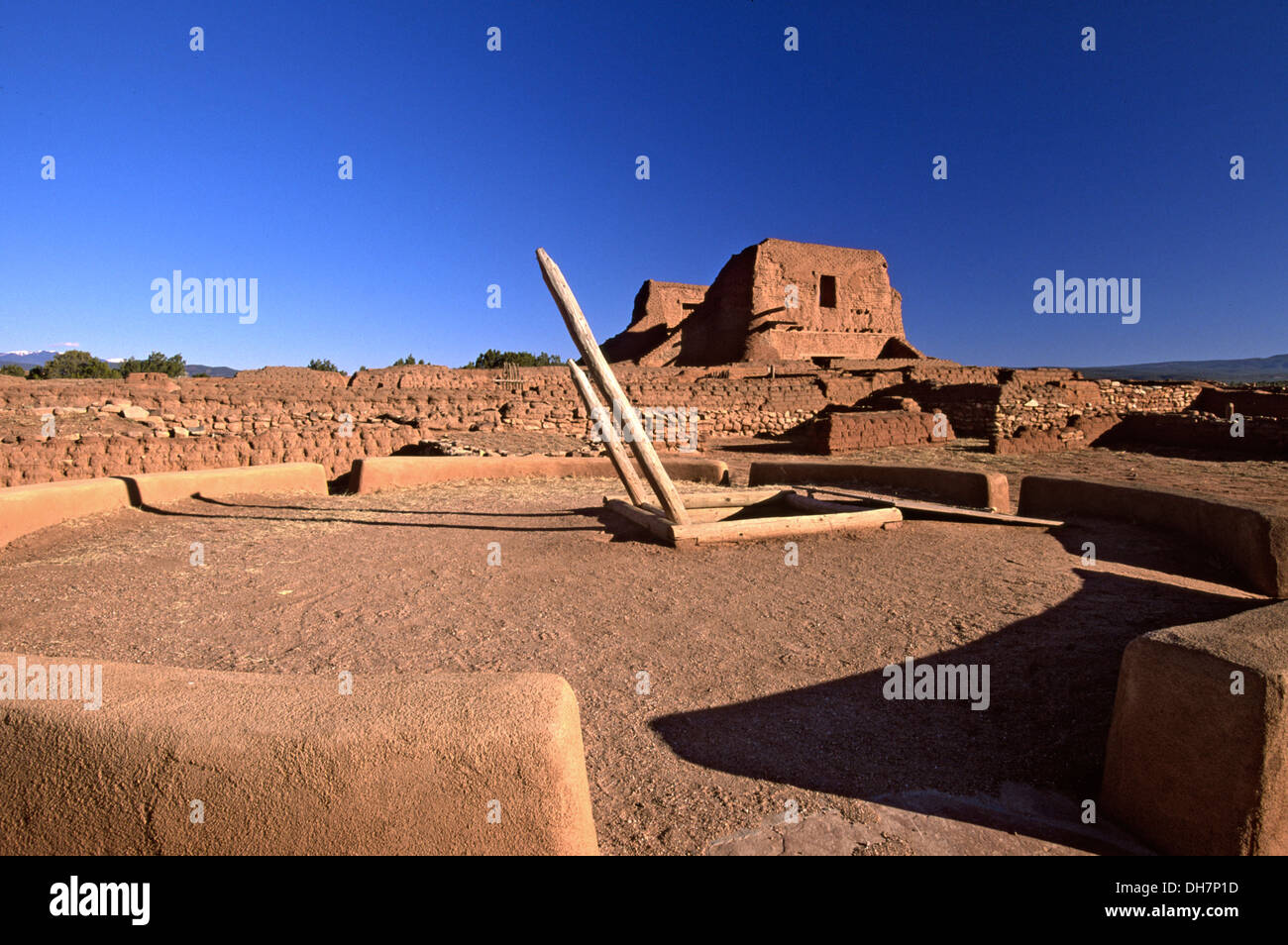 Kiva and mission, Pecos National Historic Site in Pecos, New Mexico USA ...