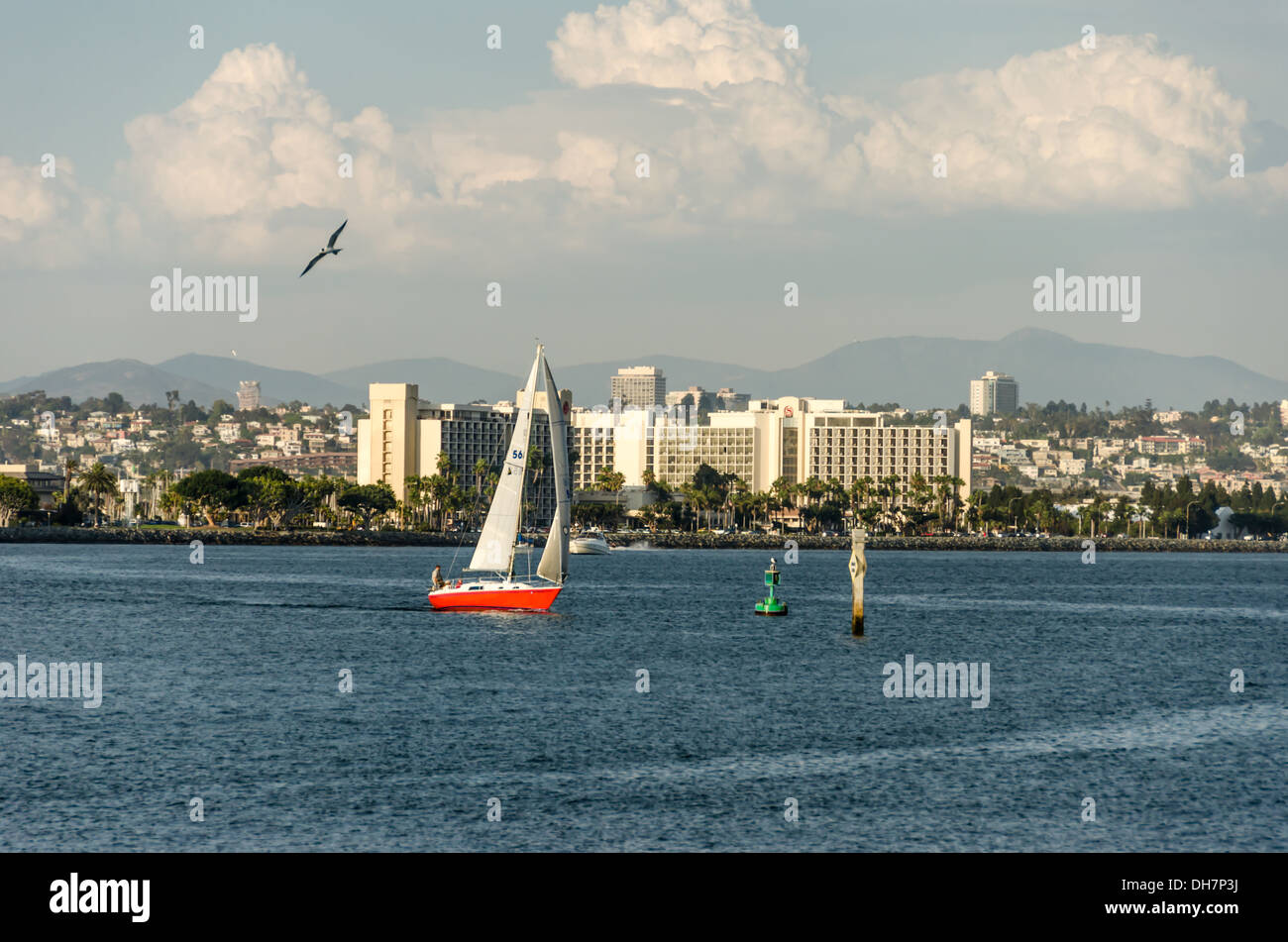 Sailboat on San Diego Harbor. San Diego, California, United States ...