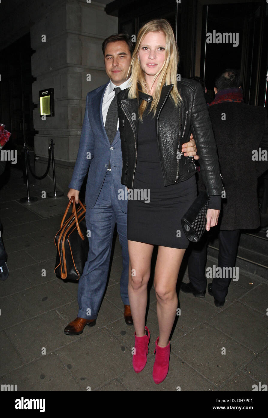 David Walliams and Lara Stone leave Novikov restaurant in Mayfair ...