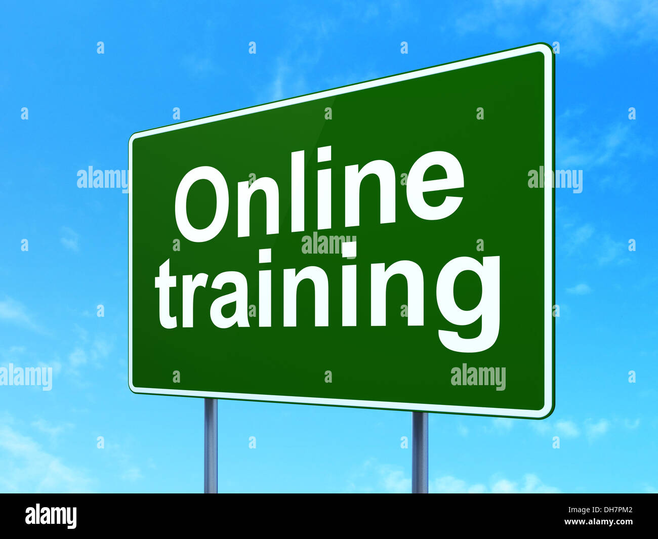 Education concept: Online Training on road sign background Stock Photo ...
