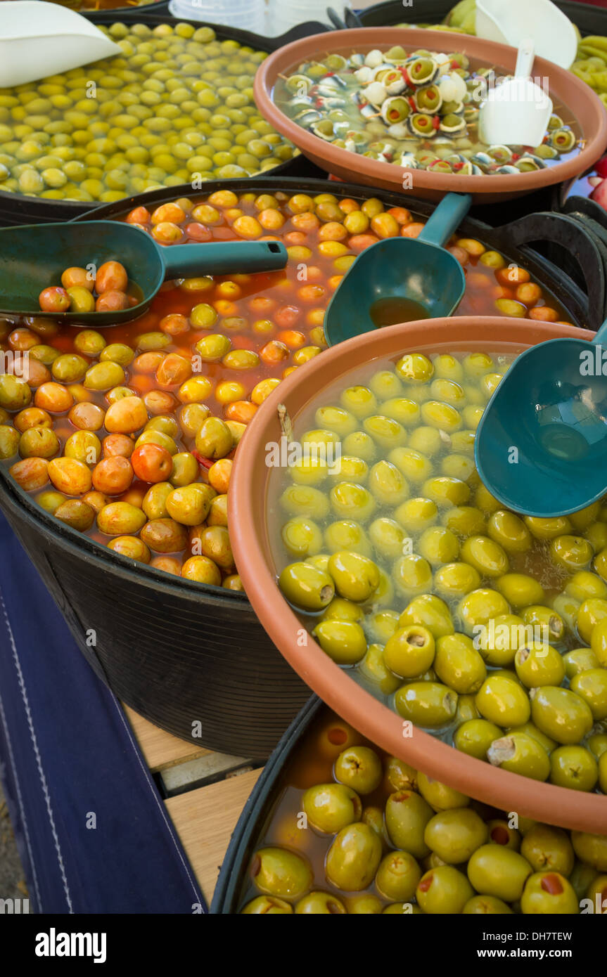 Olives pickled and stuffed in traditional Spanish way Stock Photo - Alamy