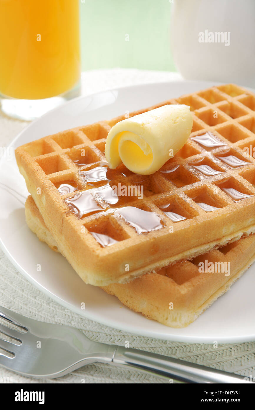 Stack Of Waffles With Syrup