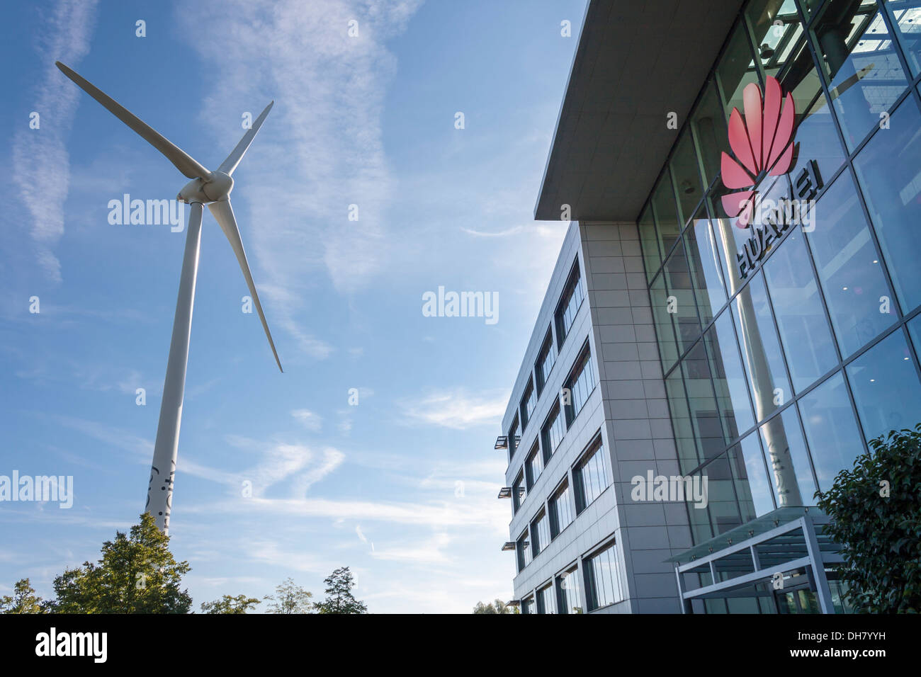 Ecotricity Wind Turbine outside the offices of Chinese mobile phone ...