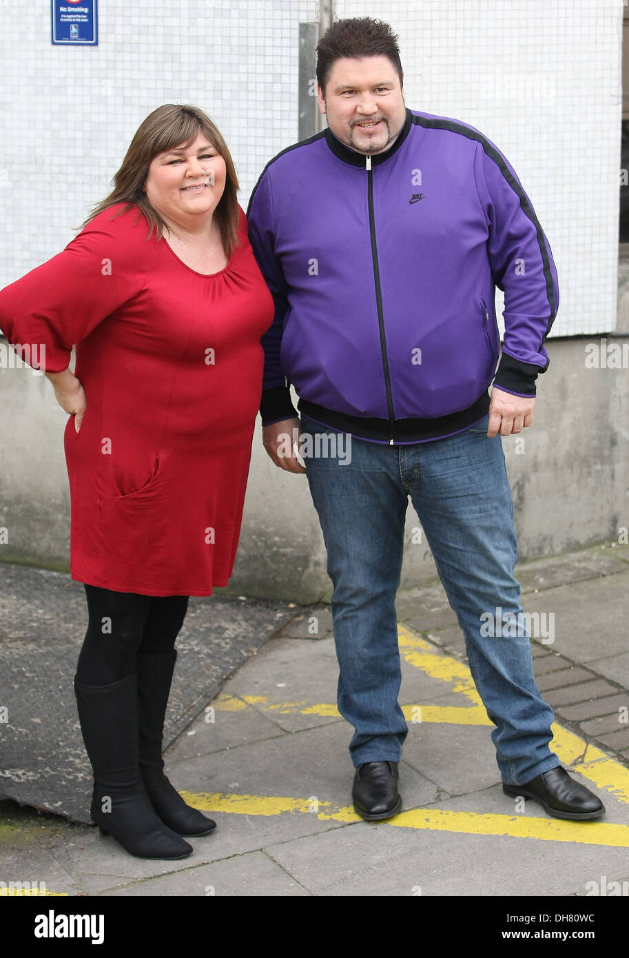 Cheryl Fergison and Ricky Grover outside the ITV studios London ...