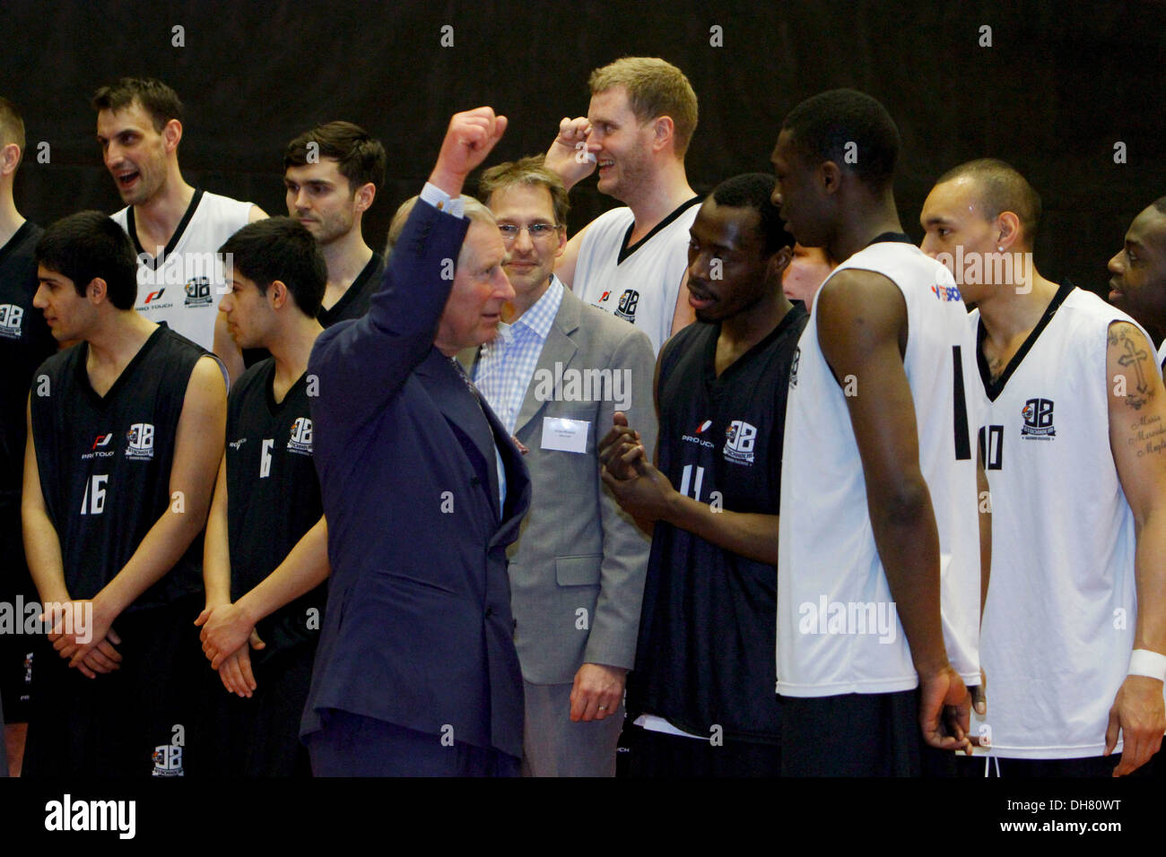 Prince Charles Prince of Wales shows off his basketball skills during a ...