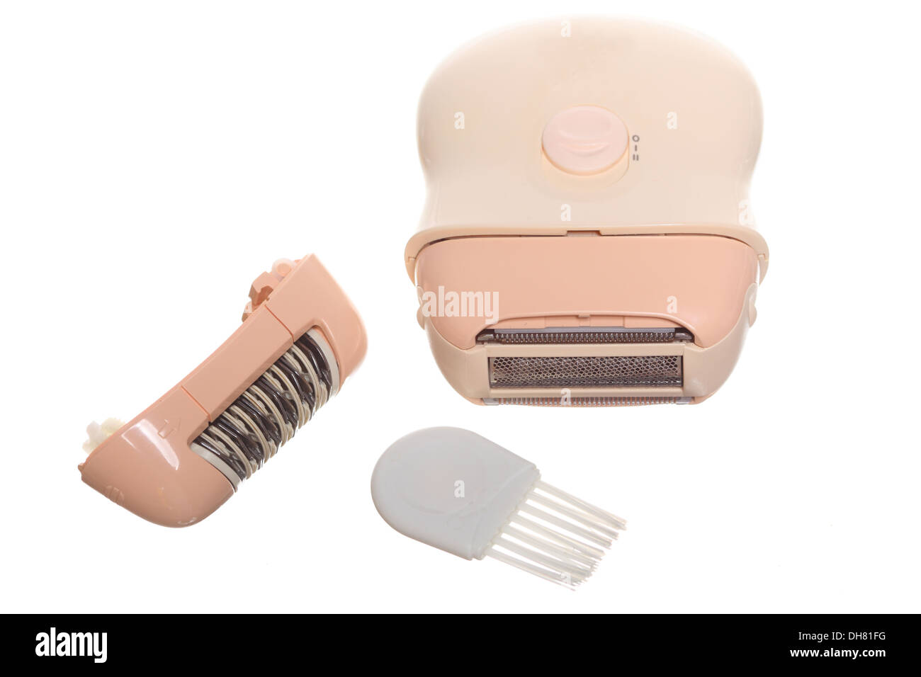 Ladies electric hair remover shaver depilator on white. Beauty and skin ...