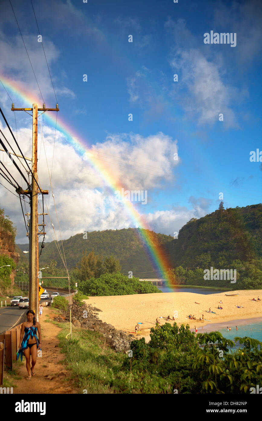 hawaii double rainbow Stock Photo - Alamy