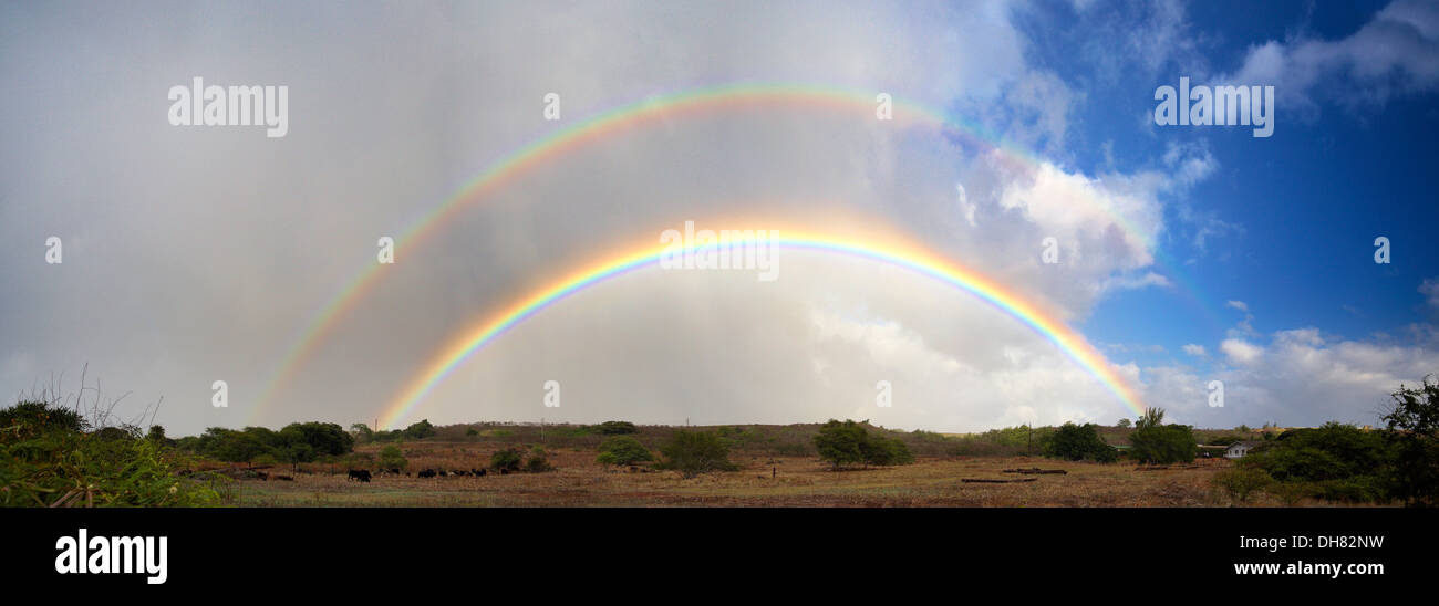 Hawaii Double Rainbow Stock Photo - Alamy