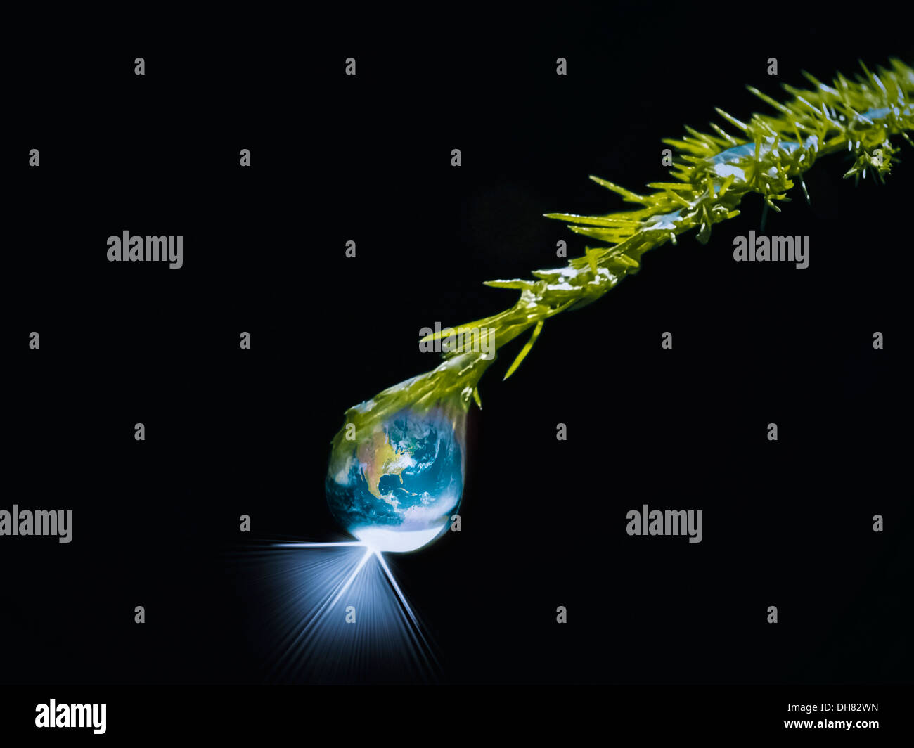 Green energy concept, Fresh Earth in a water drop Stock Photo - Alamy