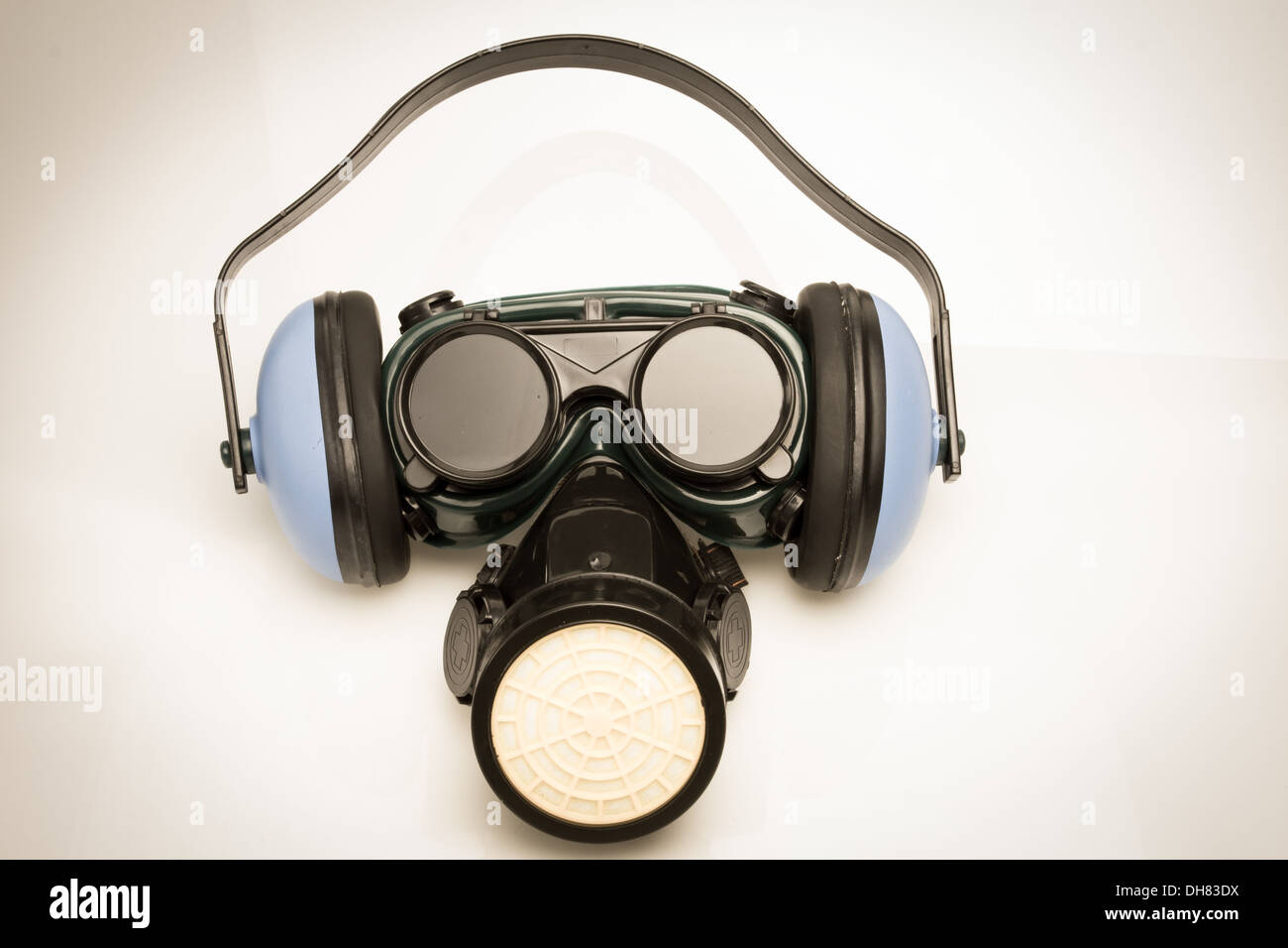 Vintage Safety Gear Mask,ear defenders and goggles Stock Photo - Alamy
