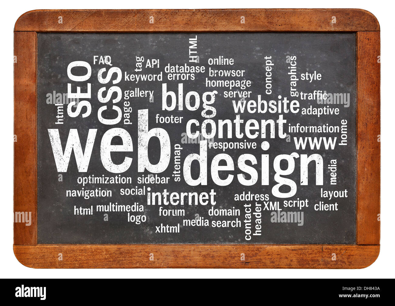 cloud of words or tags related to web or website design on a vintage ...