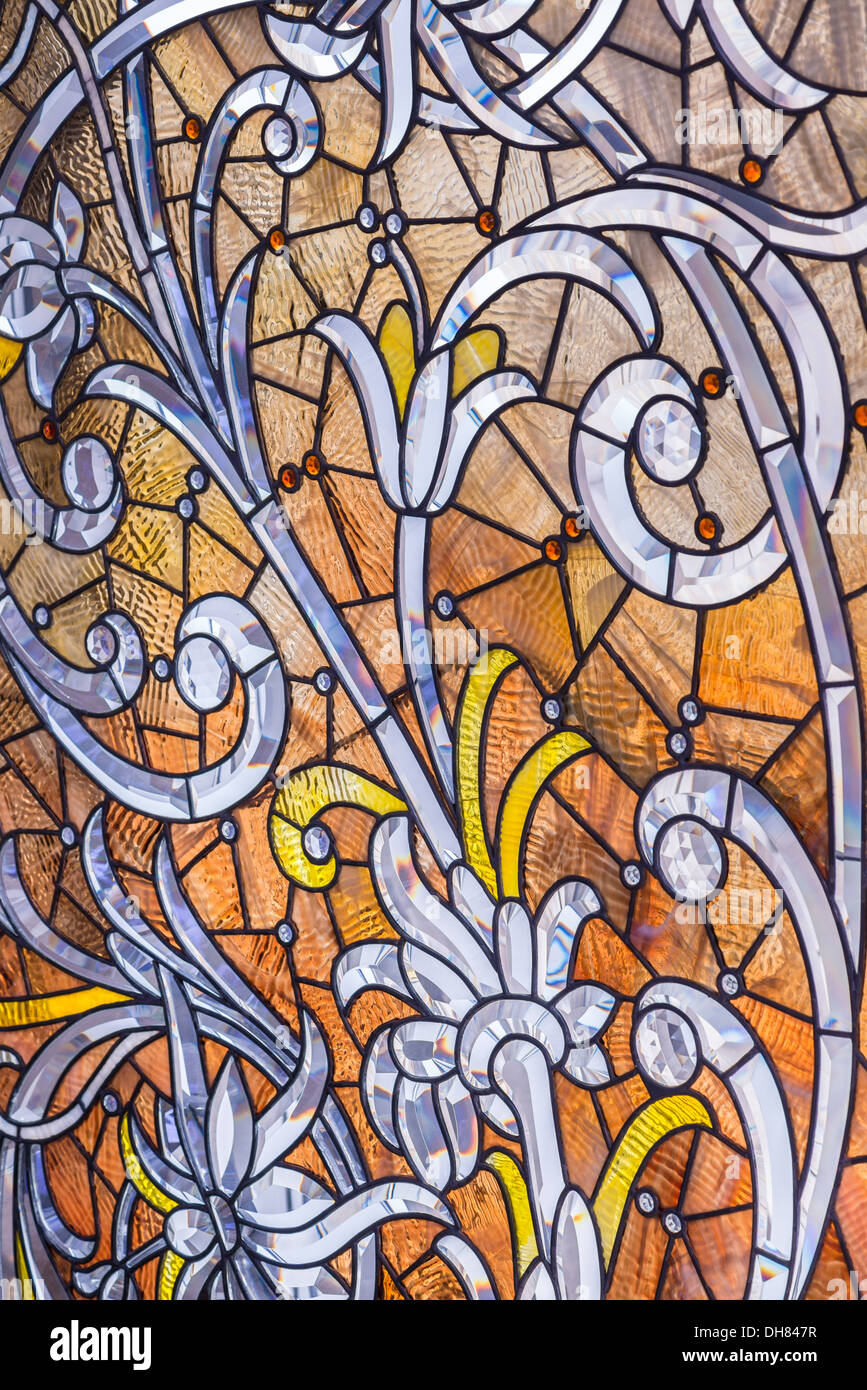 Antique stained glass with crystal Stock Photo - Alamy