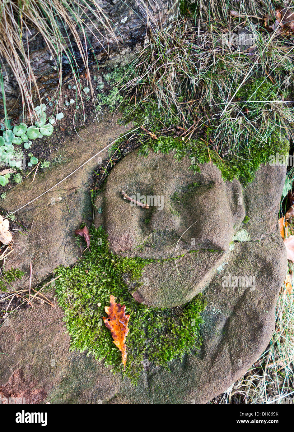 Face carving carved into sandstone rock Stock Photo - Alamy