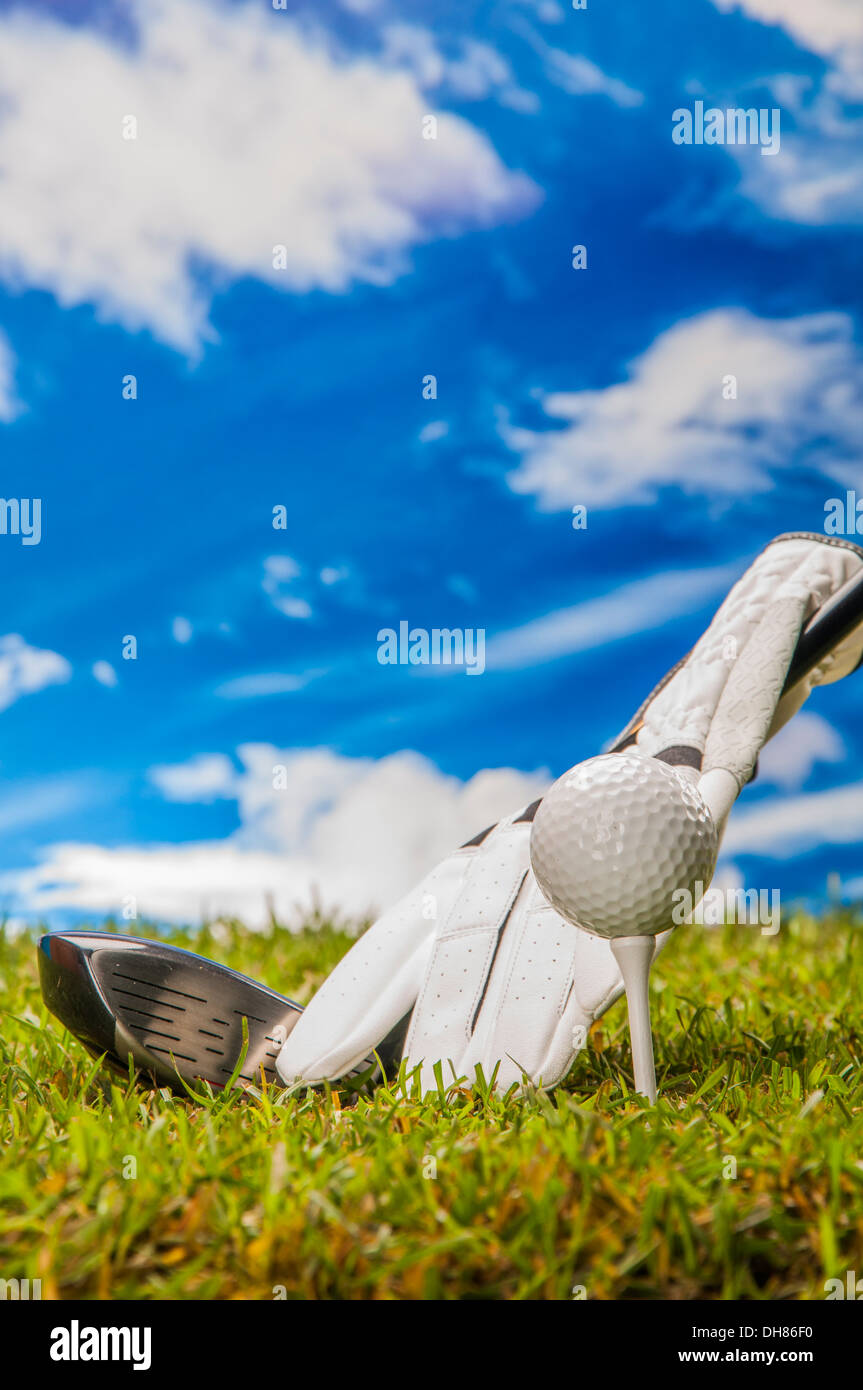 Golf stuff on green grass Stock Photo - Alamy