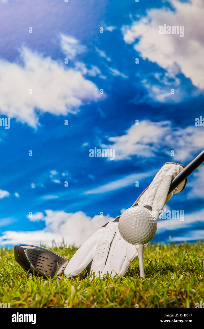 Golf stuff on green grass Stock Photo - Alamy