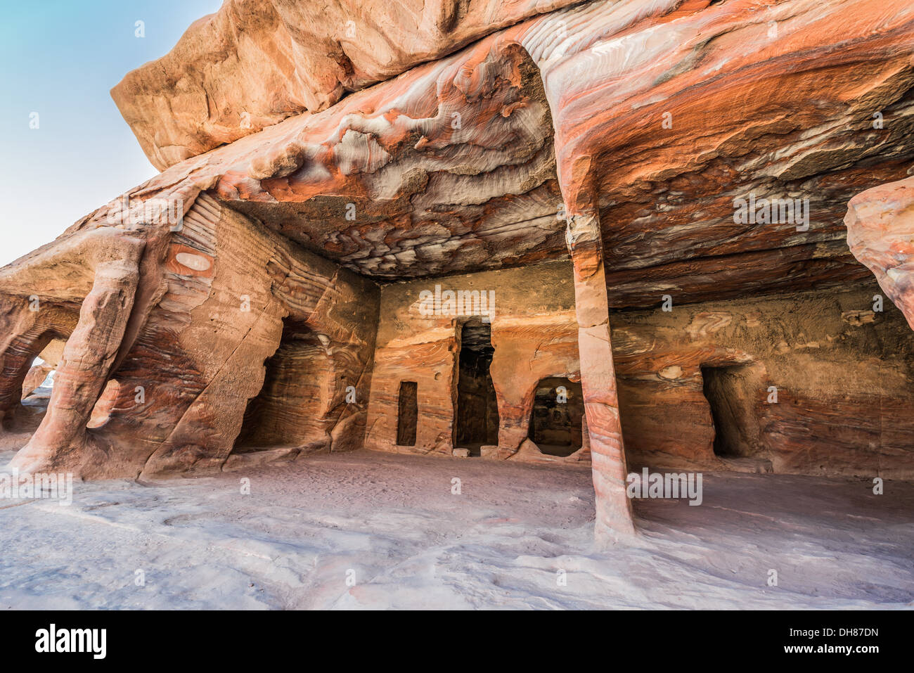 rocks caves in Nabatean Petra Jordan middle east Stock Photo - Alamy