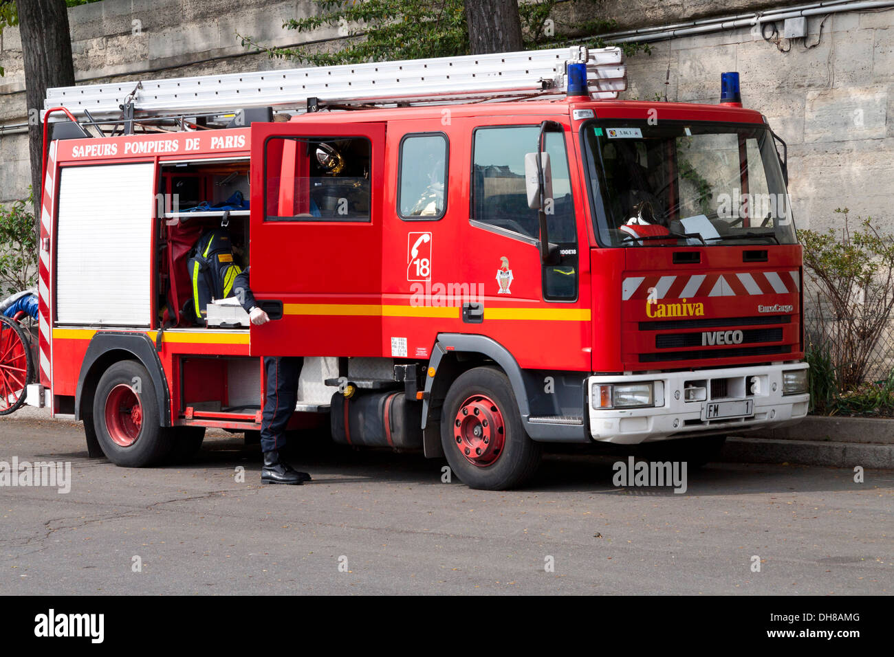 Fire Engine in Paris, France Stock Photo - Alamy