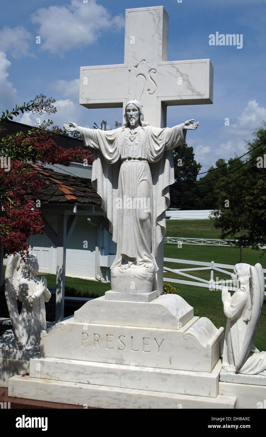 USA. Memphis. Graceland. Elvis Presley's house. Marble cross decorated ...