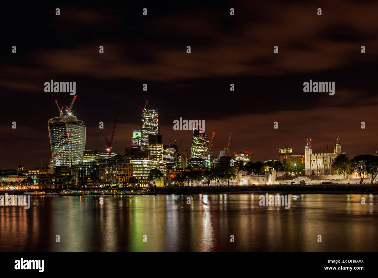 The City of London at Night Stock Photo - Alamy