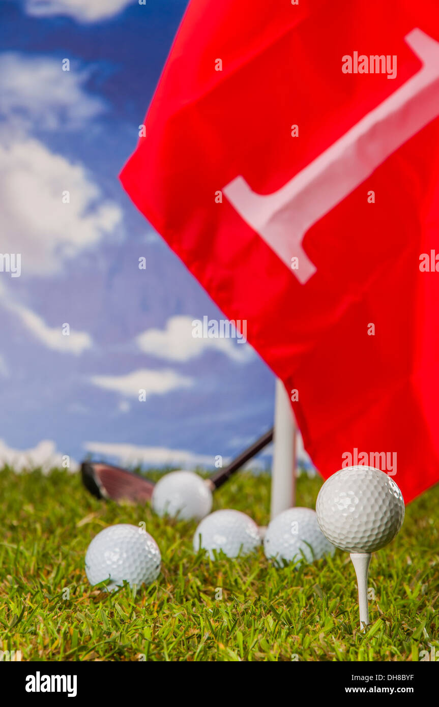 Golf stuff on green grass Stock Photo - Alamy