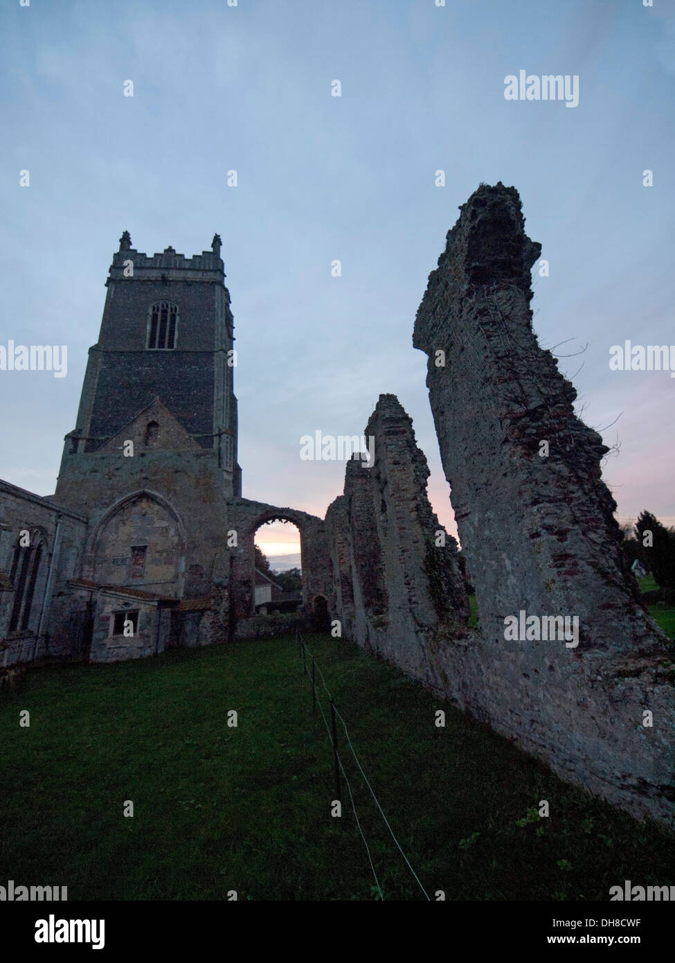 The ruins of an earlier church by St Andrew's in Walberswick Stock ...
