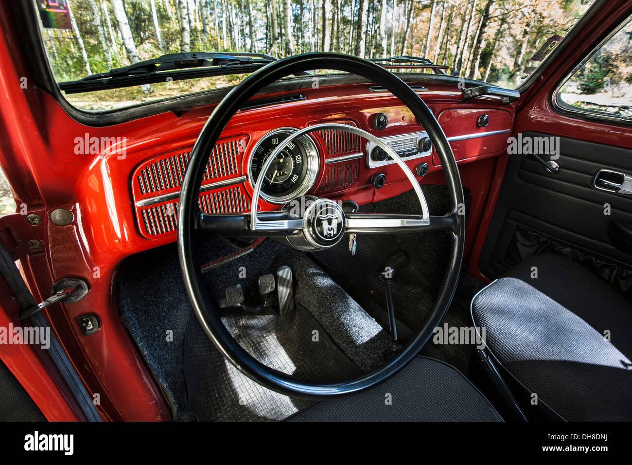 Internal view of VW Beetle, a cult classic vintage car Stock Photo - Alamy