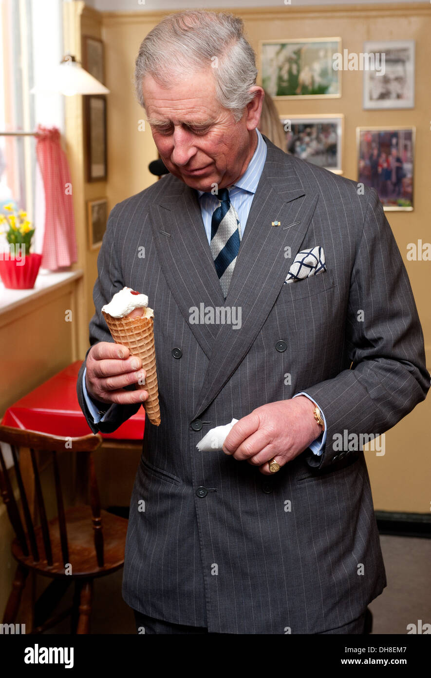 Prince Charles Prince of Wales enjoys an ice cream at oldest ice cream ...