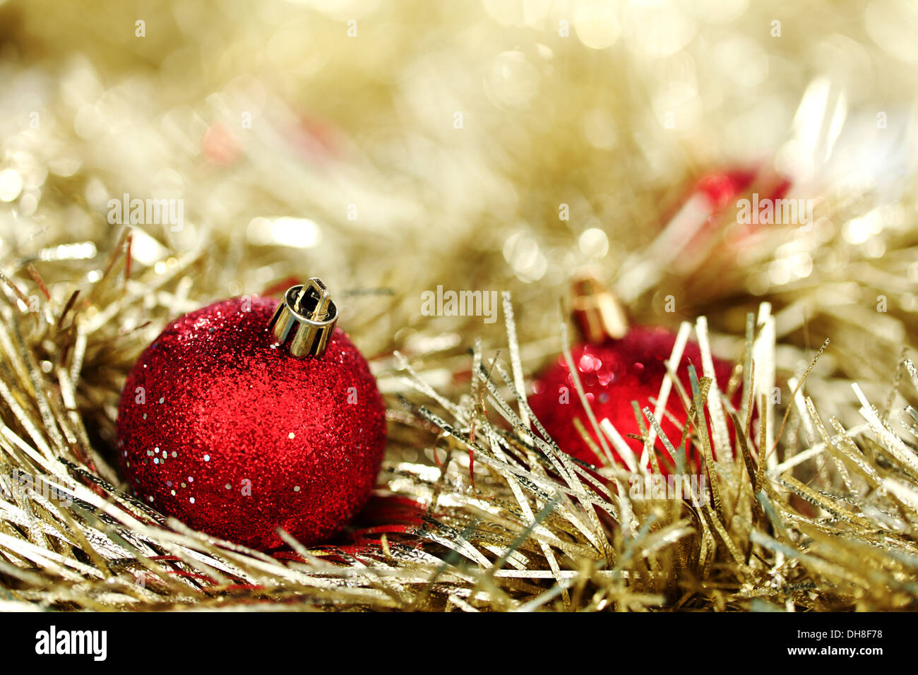 red christmas ball on holiday background Stock Photo - Alamy