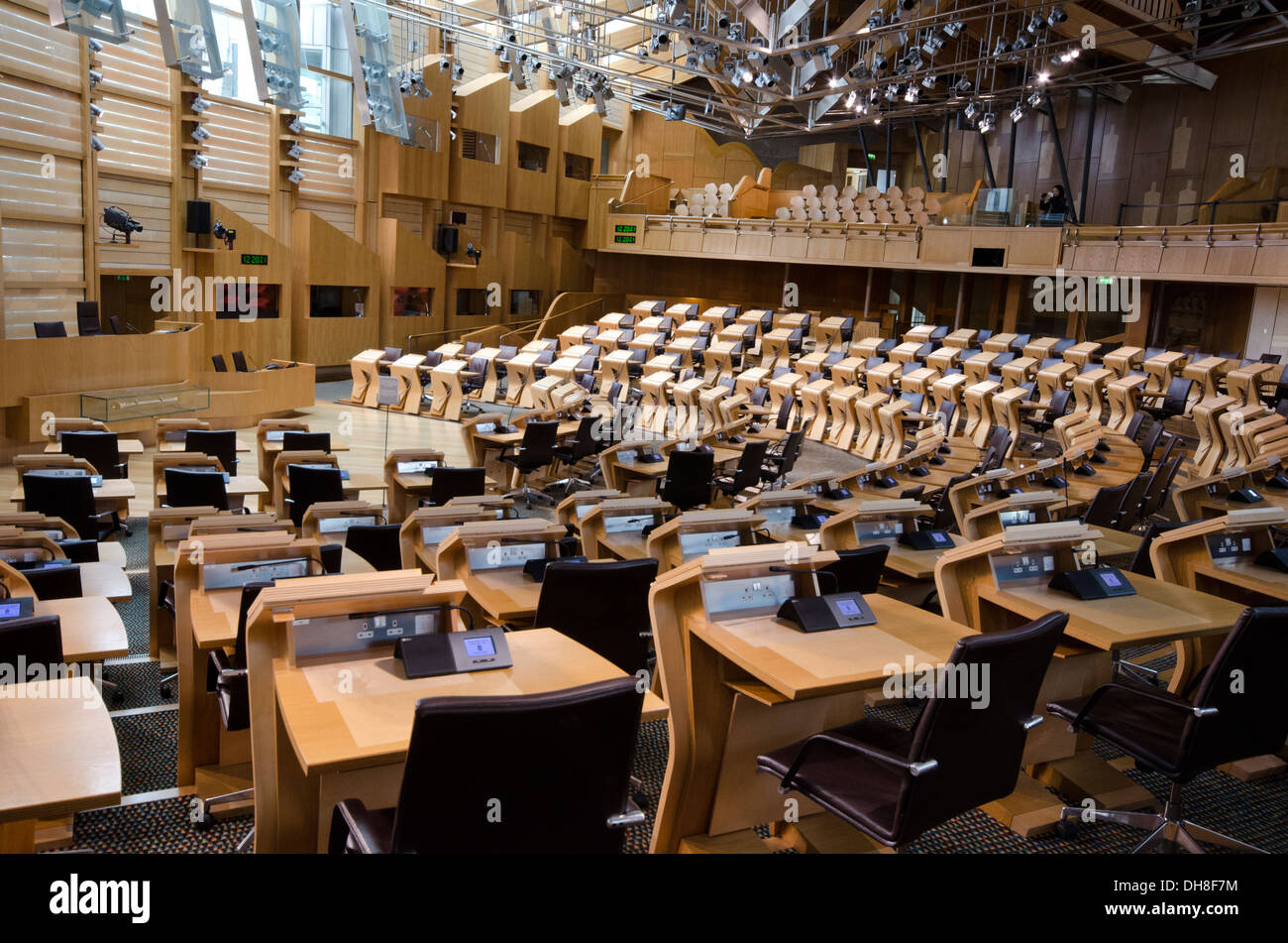 Interior of the Debating Chamber inside the Scottish Parliament ...
